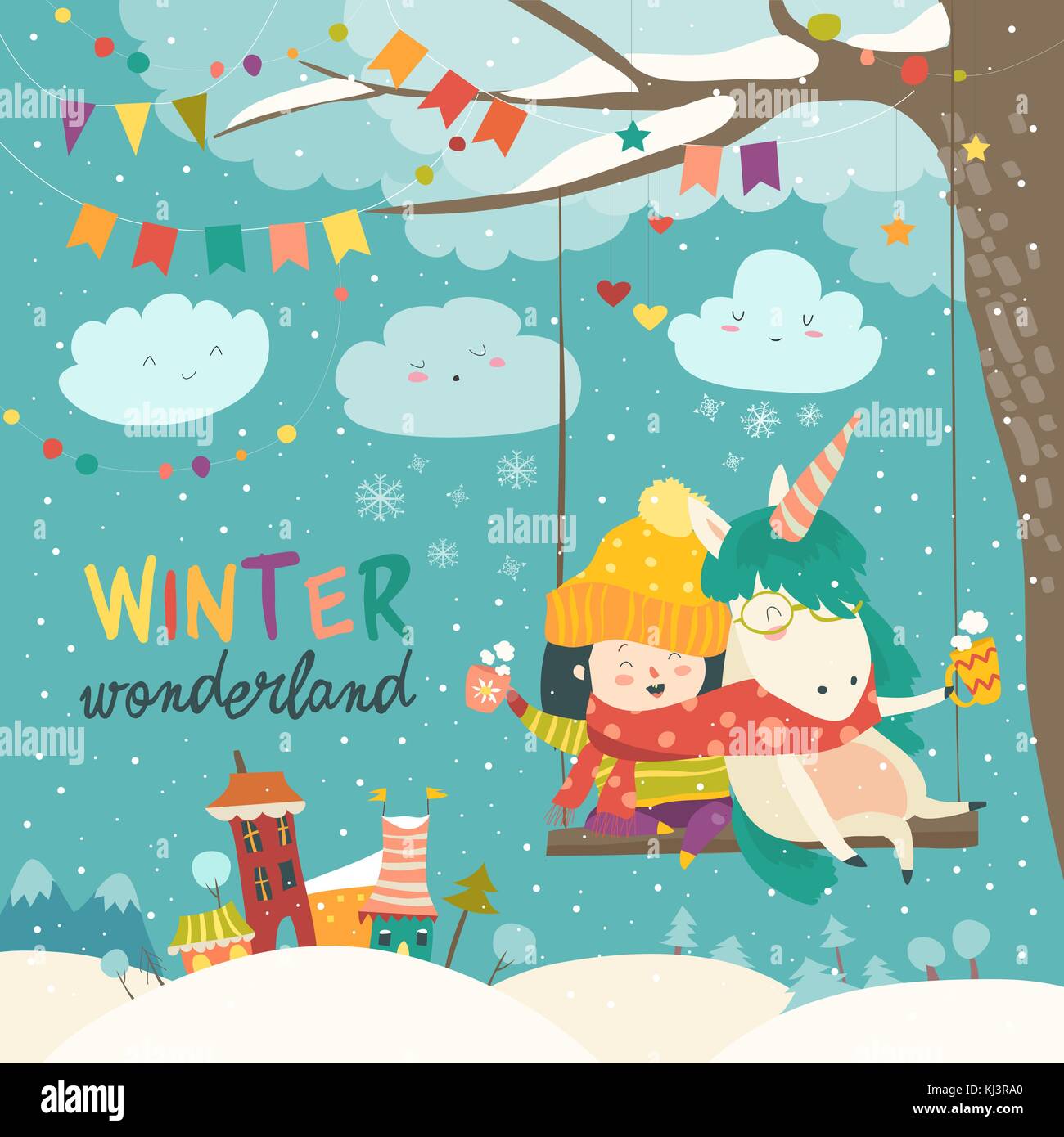 Cute christmas tree girl character Stock Vector Images - Alamy