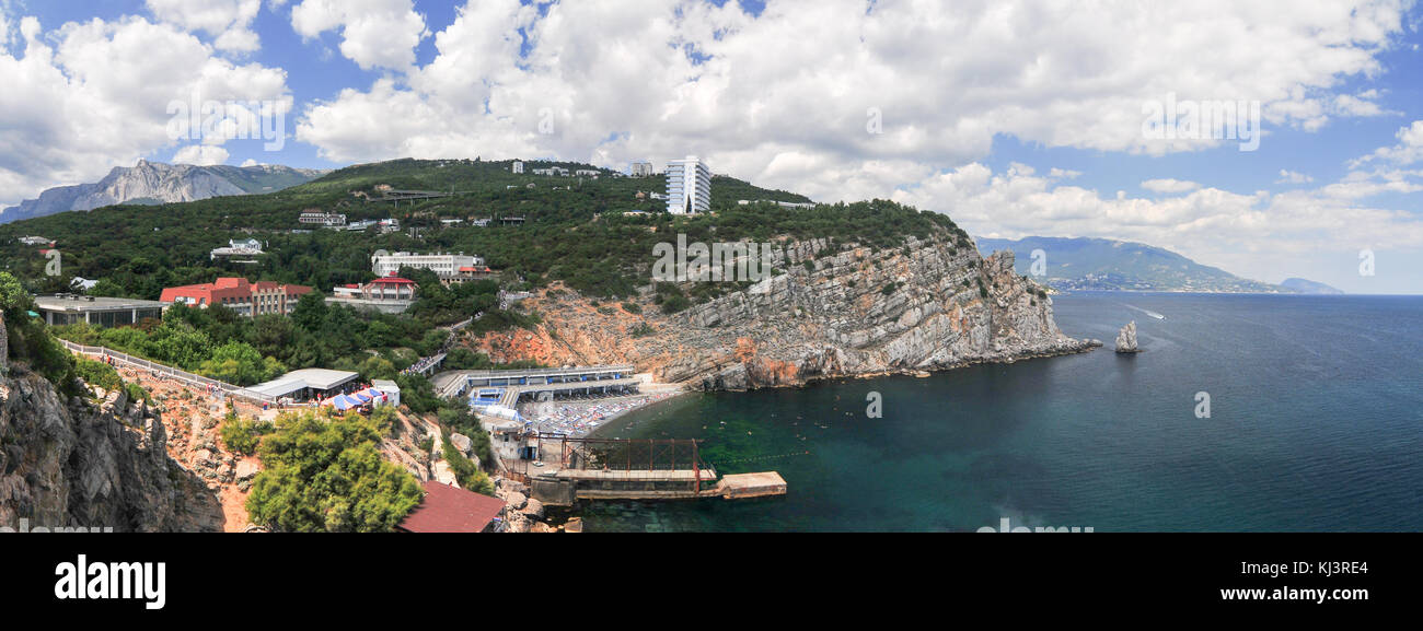 Panoramic view of Gaspra, a small spa town between Yalta and Alupka, on ...