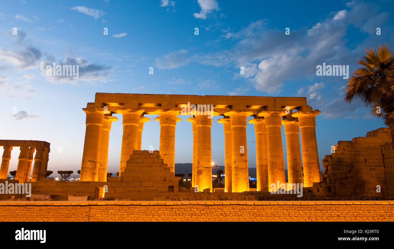Illuminated Luxor Temple. The Peristyle Court of Amenhotep III and ...