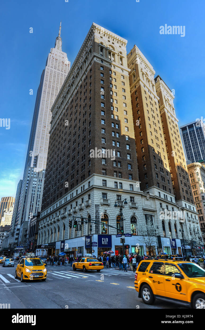 Traffic along Midtown Manhattan by Herald Square, New York Stock Photo ...