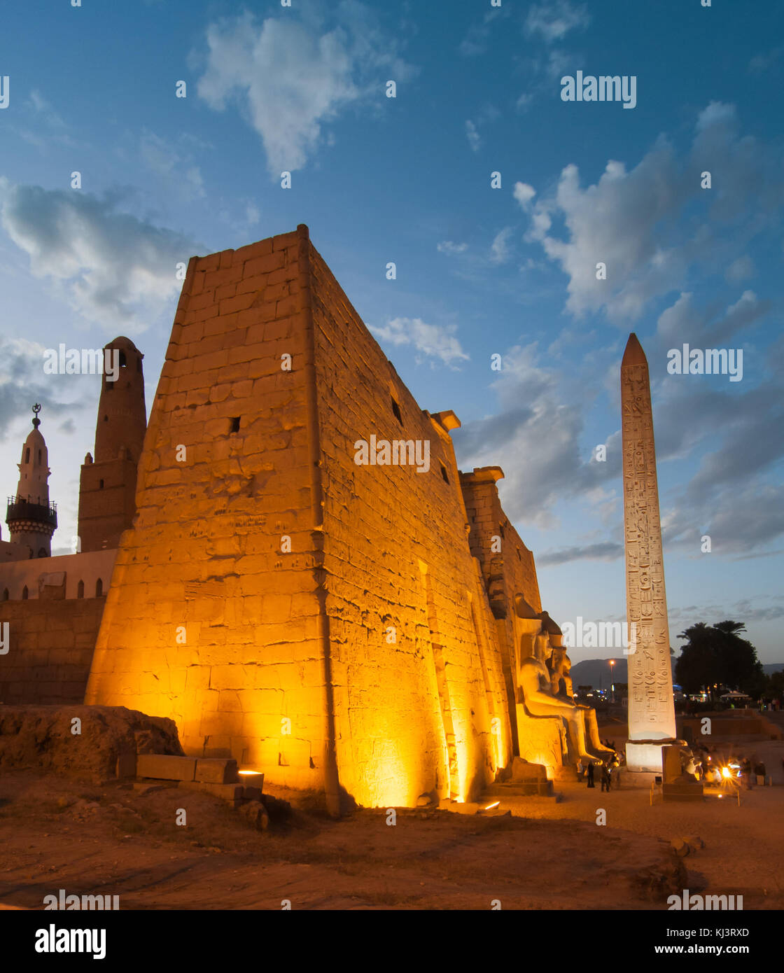 Illuminated Luxor Temple. The Peristyle Court of Amenhotep III and ...