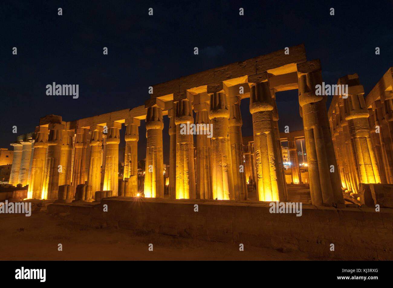 Illuminated Luxor Temple. The Peristyle Court of Amenhotep III and ...