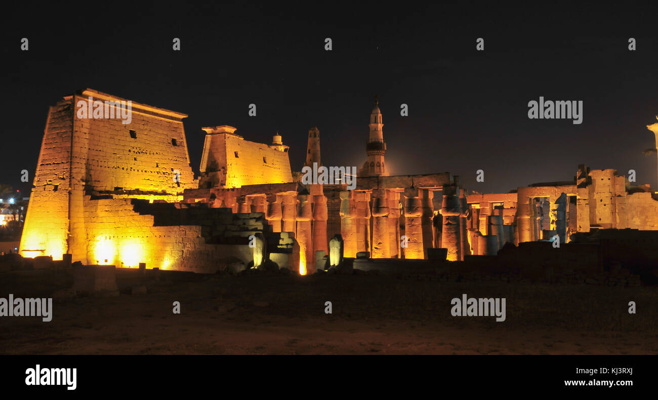 Illuminated Luxor Temple. The Peristyle Court of Amenhotep III and ...