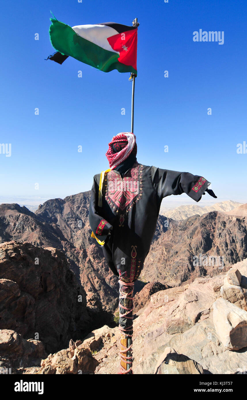 Jordanian Flag and scarecrow in Petra, Jordan Stock Photo - Alamy