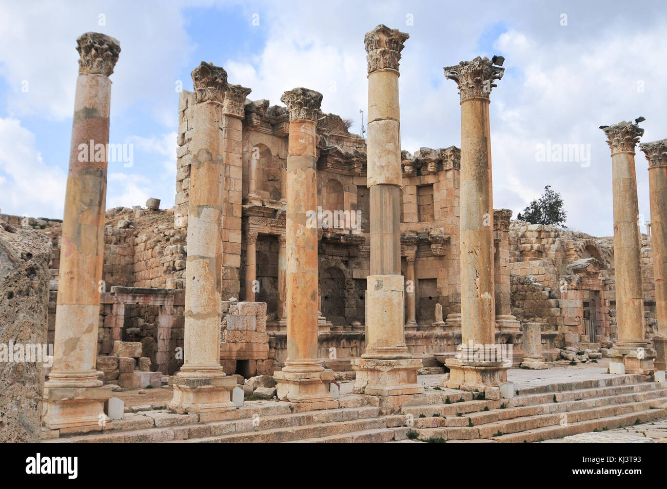 The Nymphaeum in Jerash, Jordan. Jerash is the site of the ruins of the ...