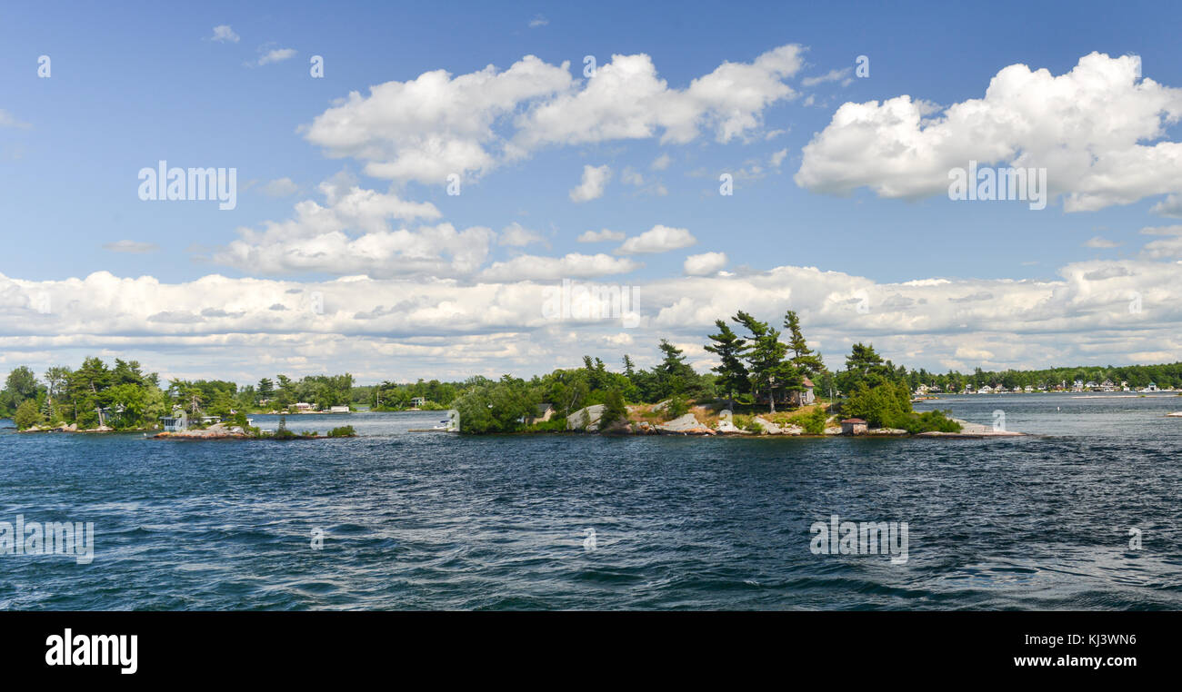 House on a windswept island of the Thousand Islands on the Saint ...