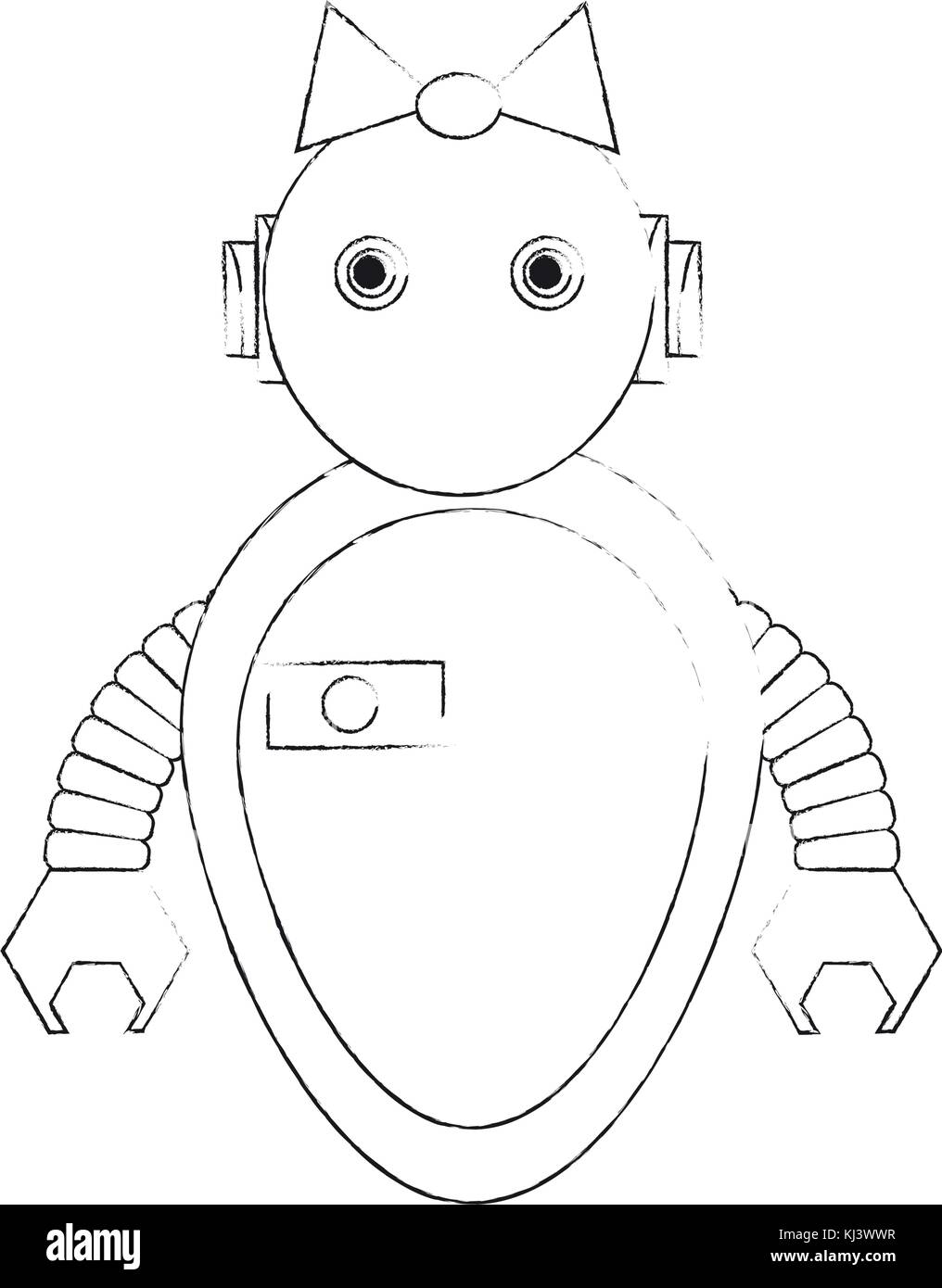 Cartoon female robot illustration Black and White Stock Photos & Images ...
