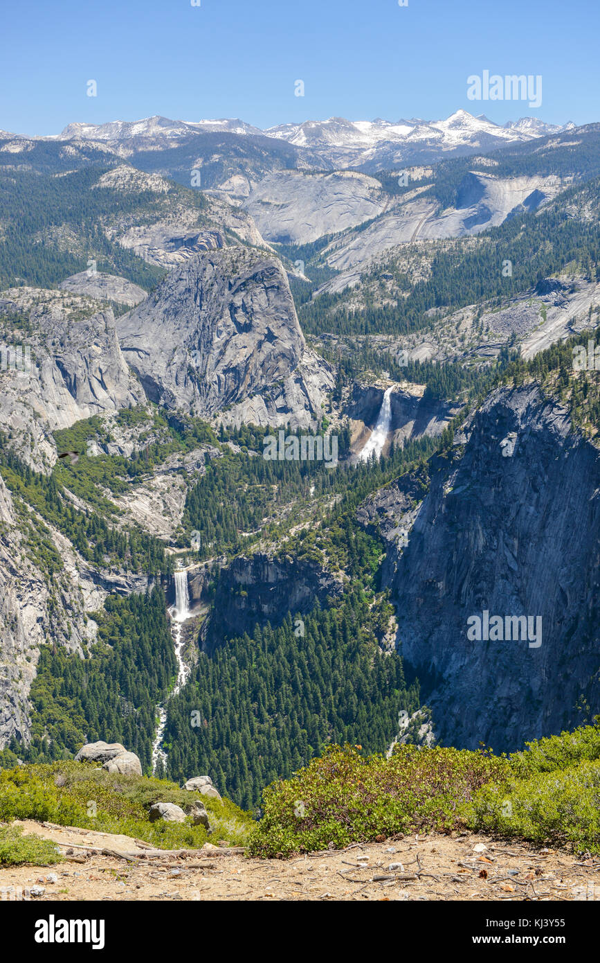Half Dome, Little Yosemite Valley, Liberty Cap, Nevada Falls and Vernal ...