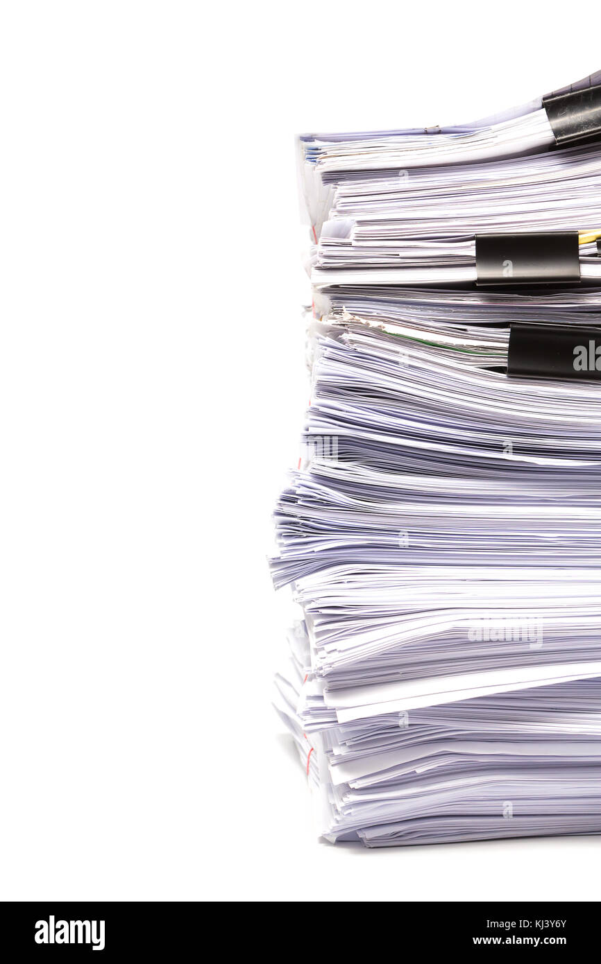Stack of business papers isolated on white background Stock Photo - Alamy