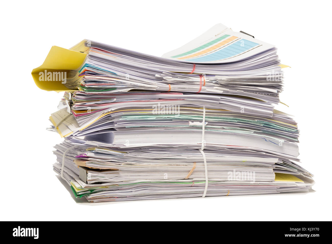 Stack of business papers isolated on white background Stock Photo - Alamy