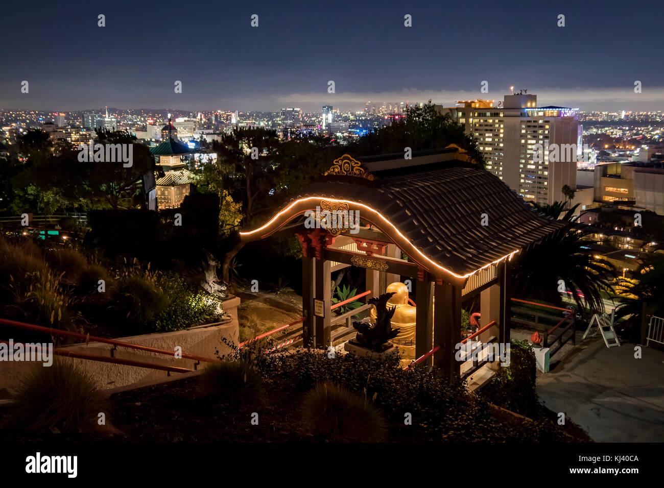 Hollywood, NOV 8: Exterior night view of the garden of the famous ...