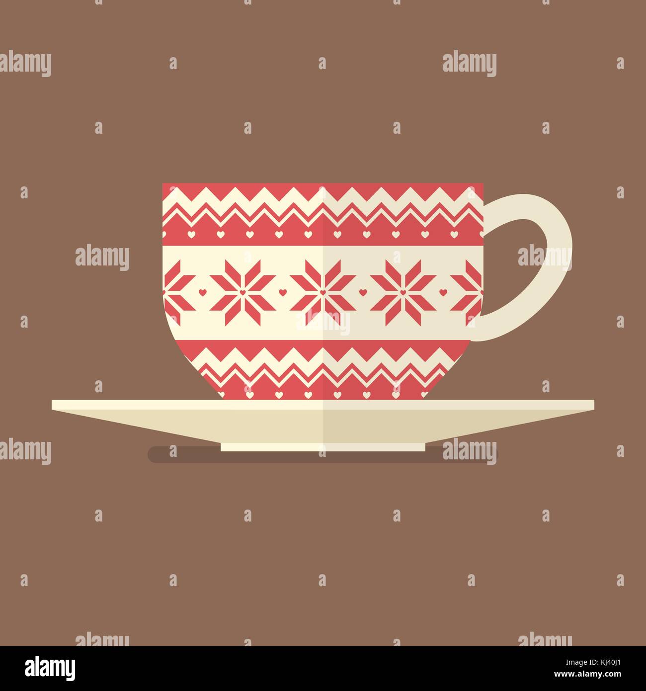 Christmas cup with pattern. flat style vector illustration Stock Vector ...
