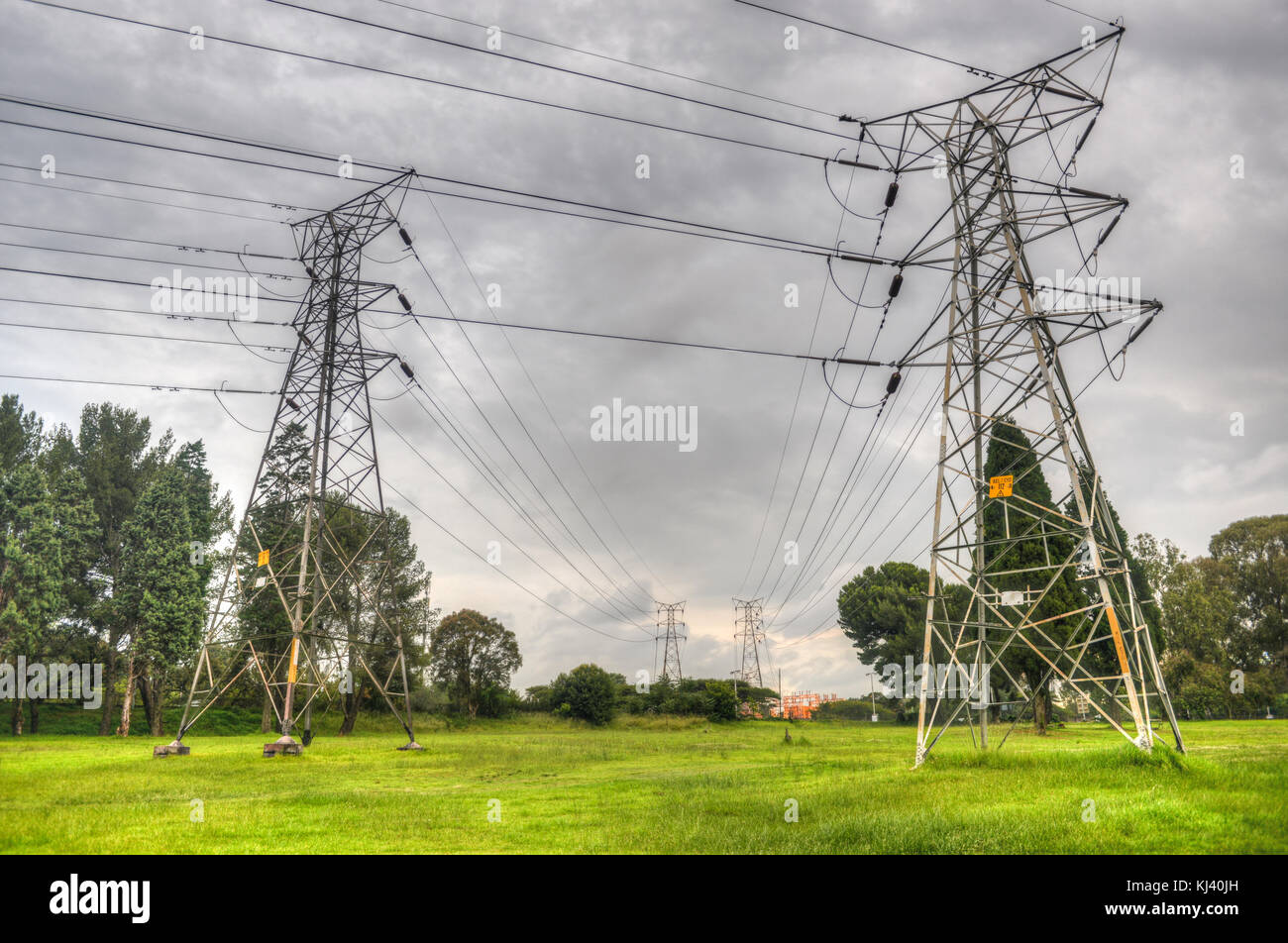 Electrical Power Lines running through a field in Africa Stock Photo ...