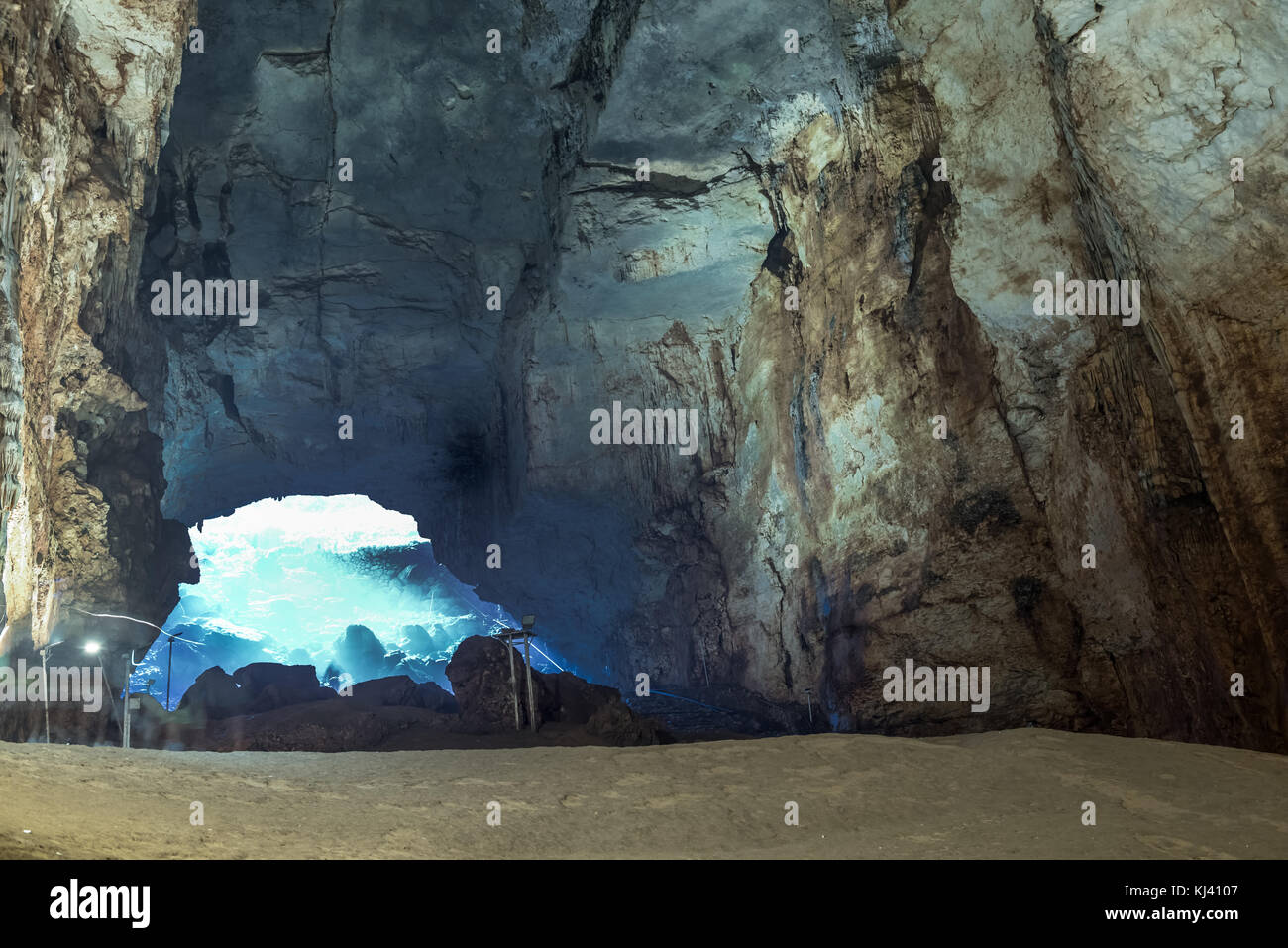 Deep inside view of cave of Chasm of Heaven in Silifke district.Mersin ...