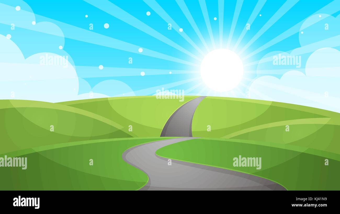 Cartoon landscape - road illustration Stock Vector Image & Art - Alamy