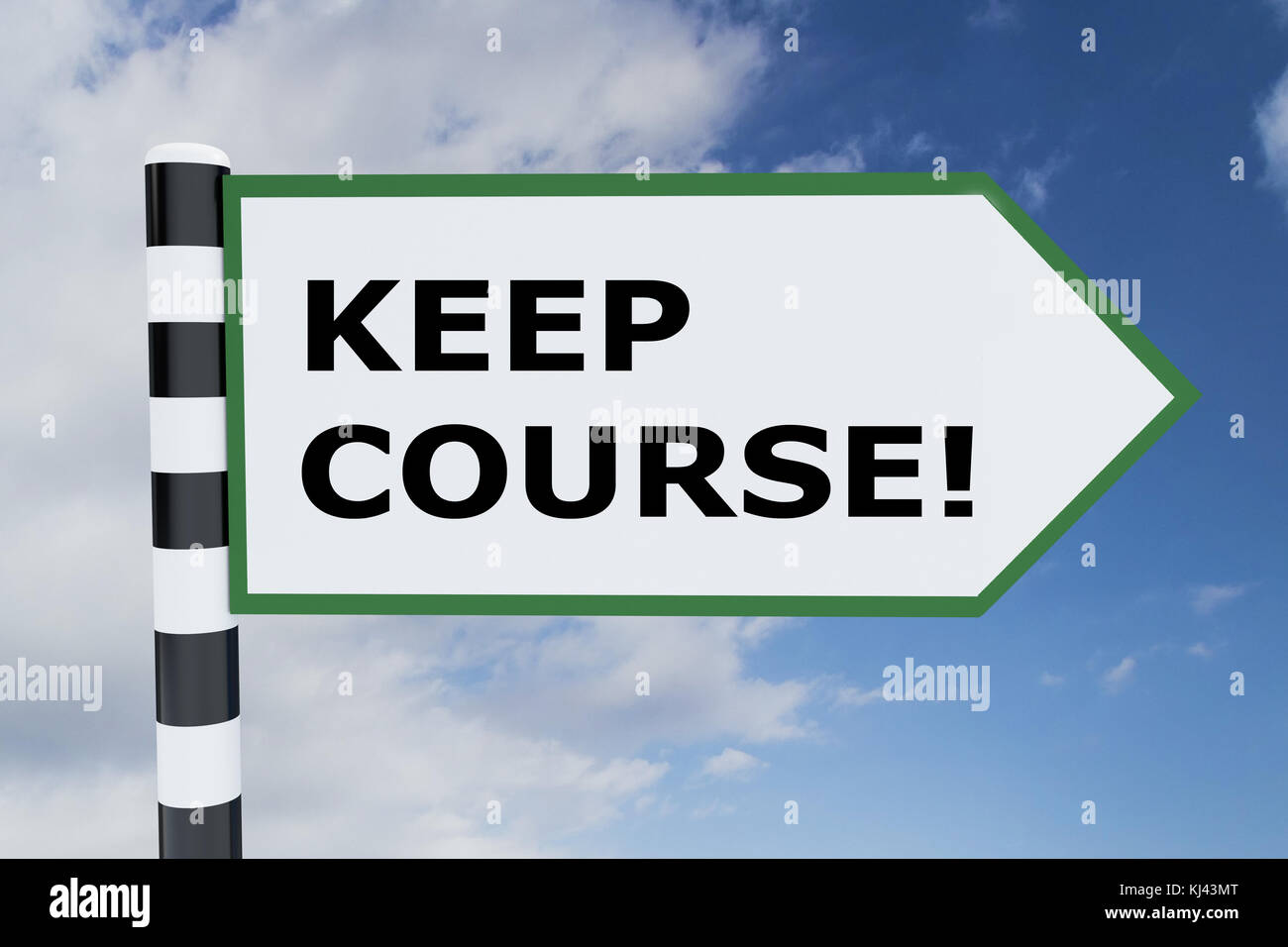 3D illustration of "KEEP COURSE!" script on road sign Stock Photo - Alamy