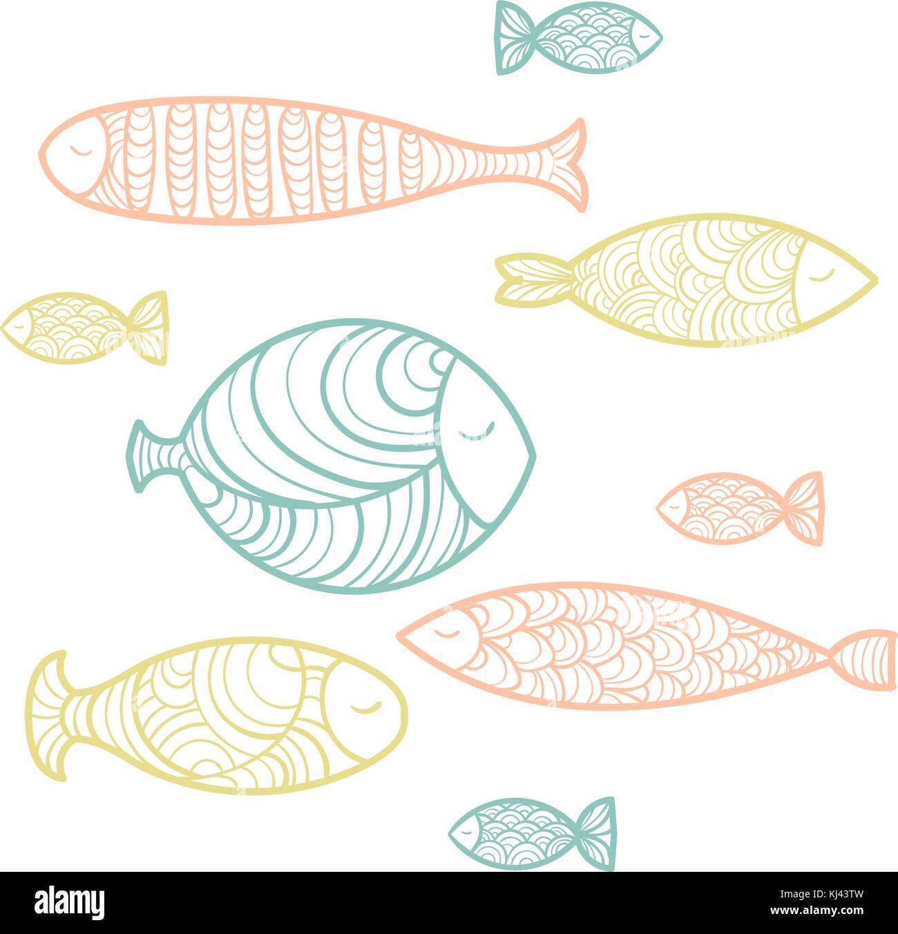 Set of cute sea fish. Vector illustration Stock Vector Image & Art - Alamy