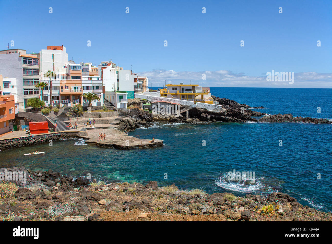 Bath platform at the tiny fishing village El Tablado, Tenerife island ...