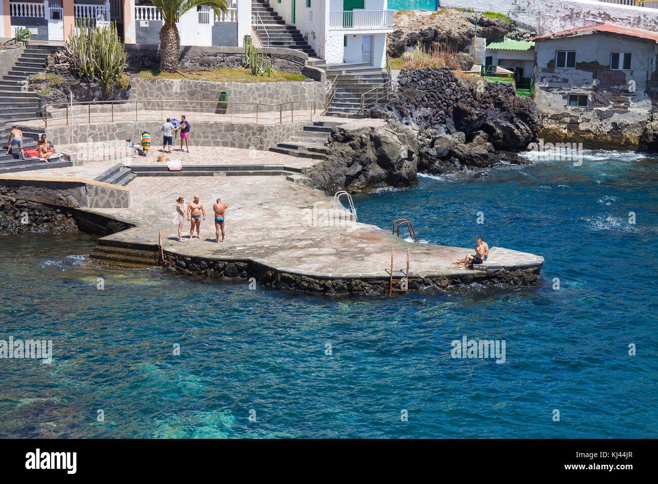 Bath platform at the tiny fishing village El Tablado, Tenerife island ...