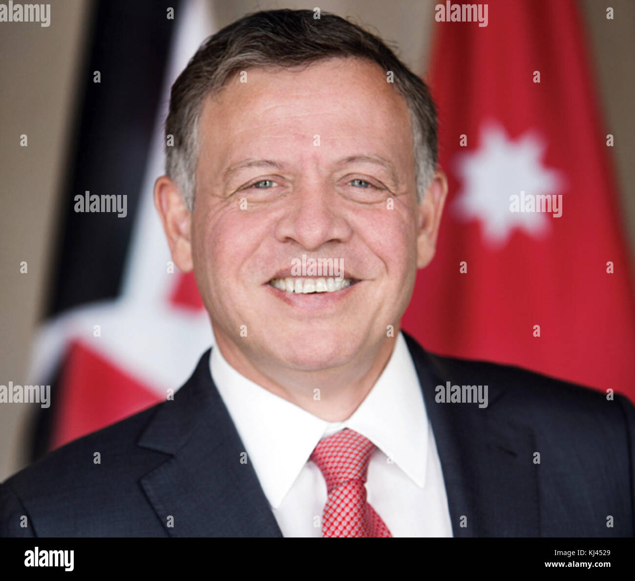 King Abdullah II of Jordan, portrayed in a formal portrait. He is known ...