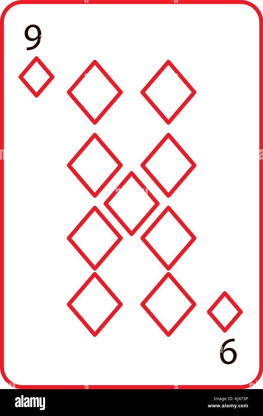 nine of diamonds or tiles french playing cards related icon icon Stock ...