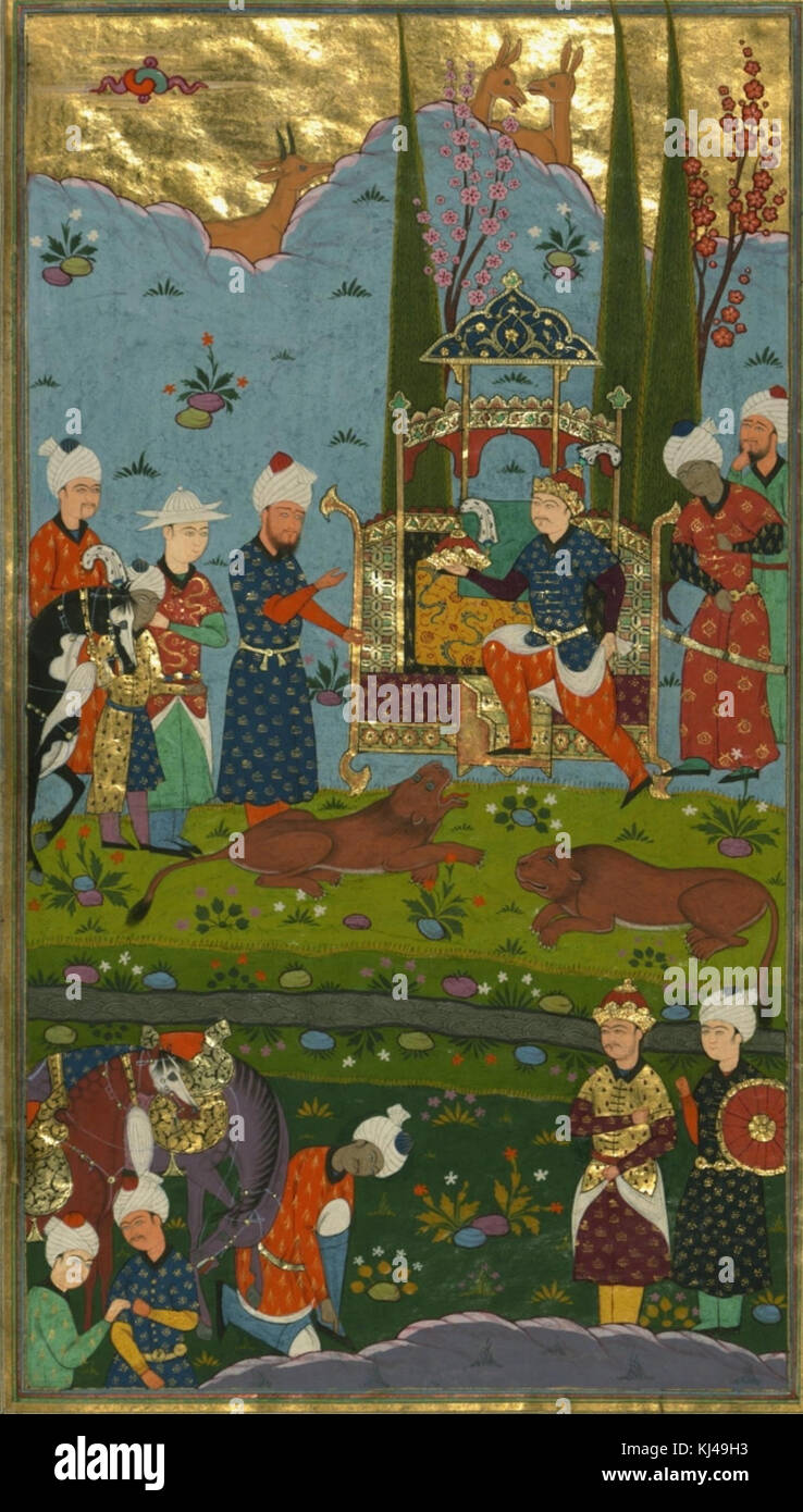 Yadkar al-Katib - Bahram Gur Seizes the Crown After Having Killed Two ...