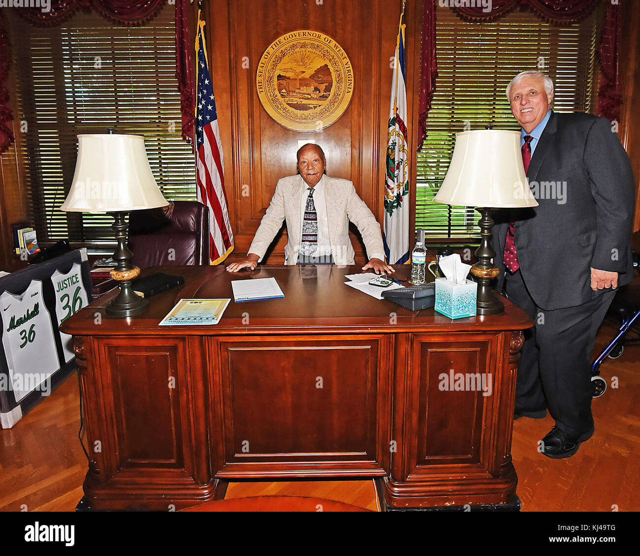 This photo captures Jim Justice, a 102-year-old individual ...