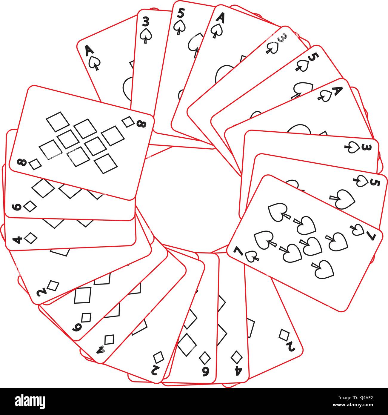 round frame with poker cards spades and diamond deck Stock Vector Image ...