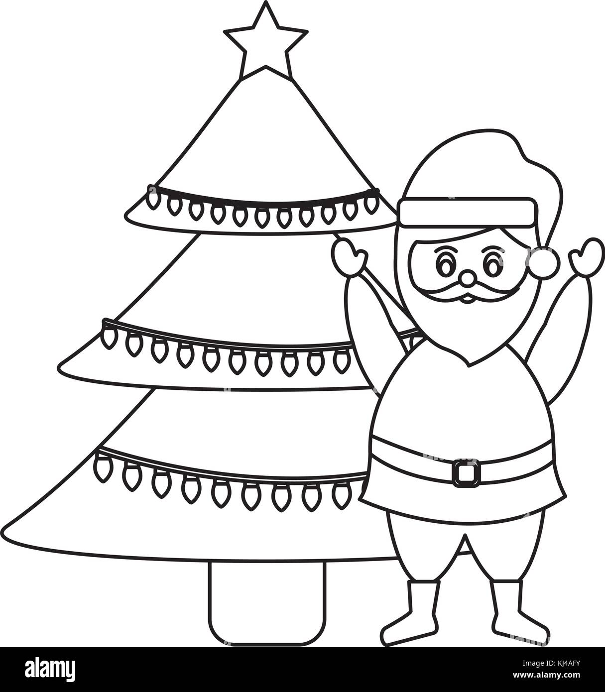 Santa claus decorating christmas Black and White Stock Photos & Images ...