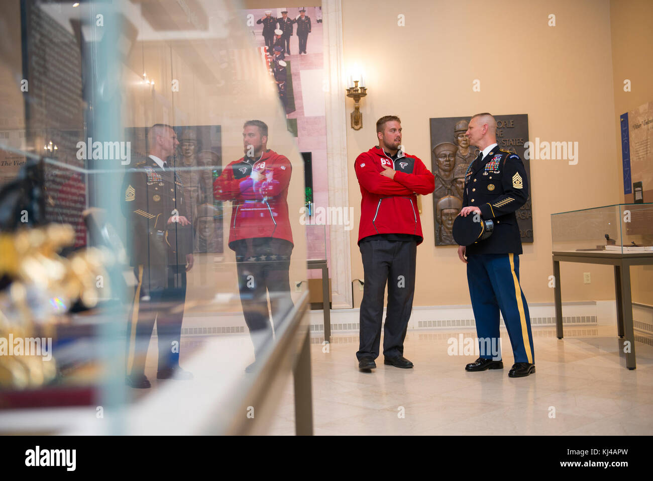 The Atlanta Falcons' leadership and players participate in a ceremony ...