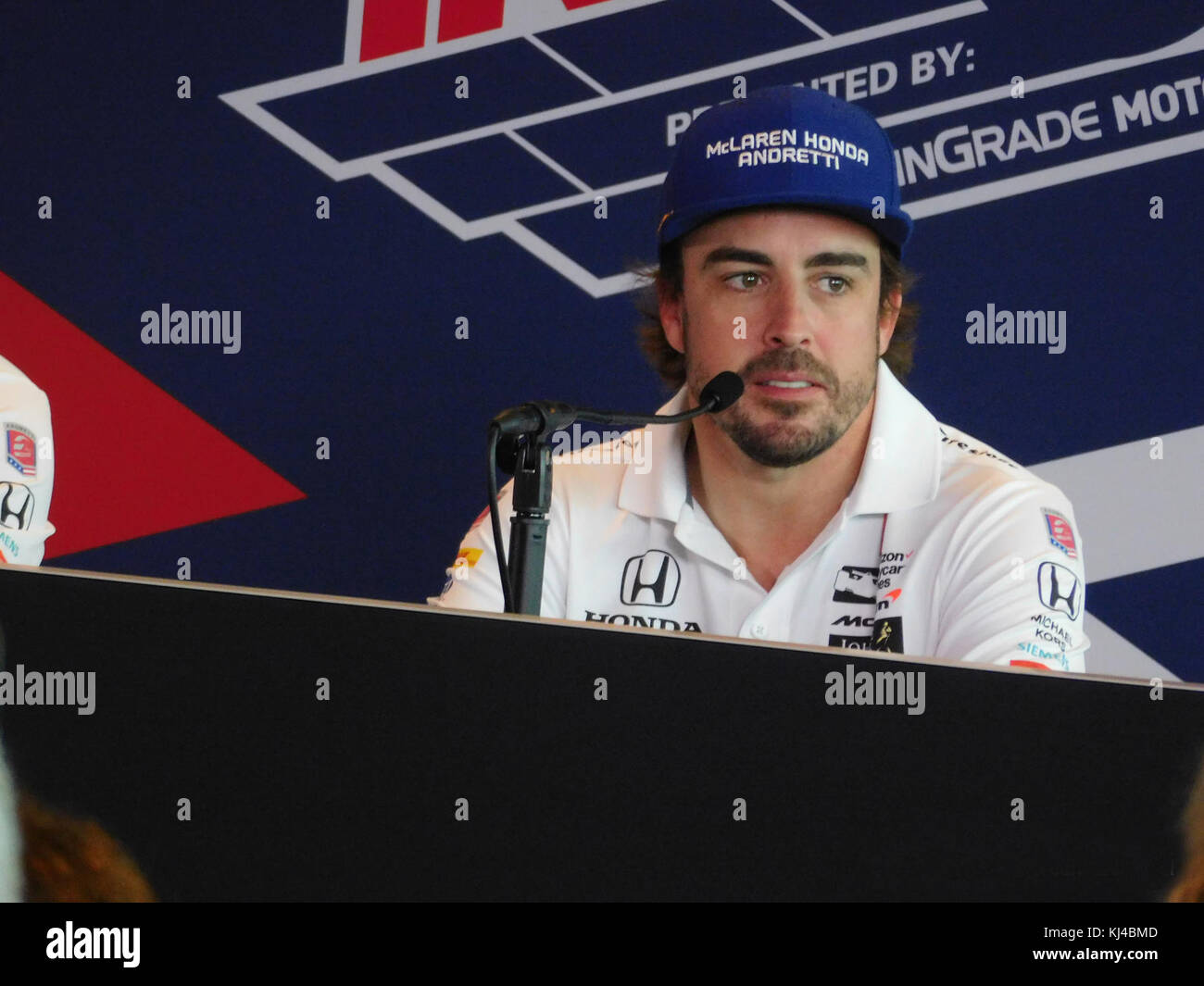 Fernando Alonso 2017 Indianapolis 500 press conference Stock Photo - Alamy