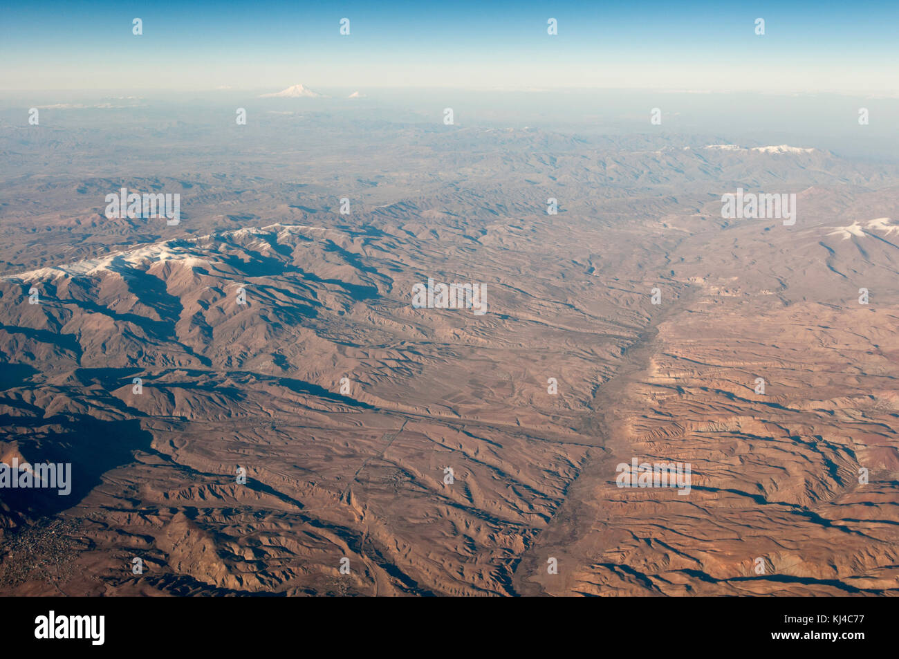 Aerial view of Eastern Turkey with Mt. Ararat in background Stock Photo ...