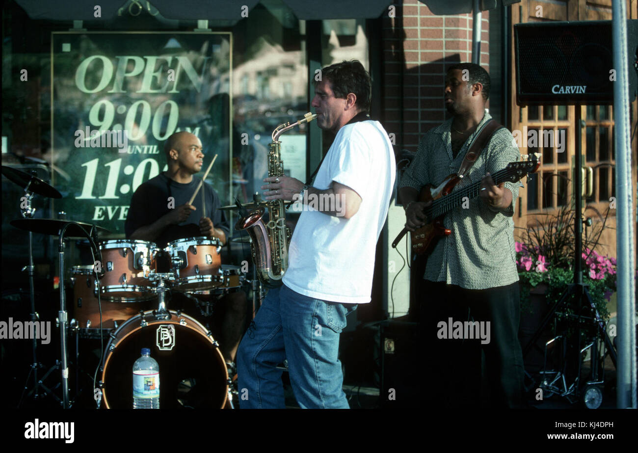 A street performance by a band, showcasing live music in an urban ...