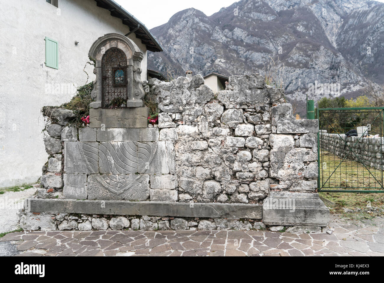 medieval ruins in the streets of the historic center of Venzone, Friuli ...