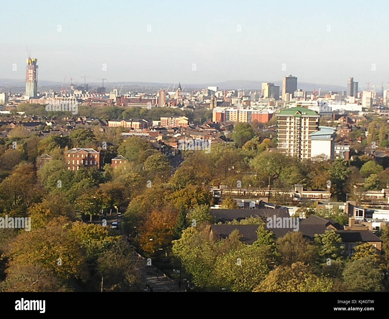 The Manchester City skyline features a modern cityscape with ...