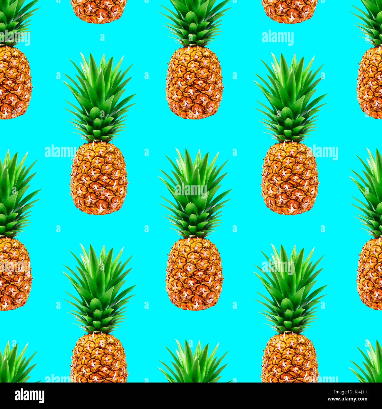Pineapple seamless pattern on blue summer background, for use in prints ...