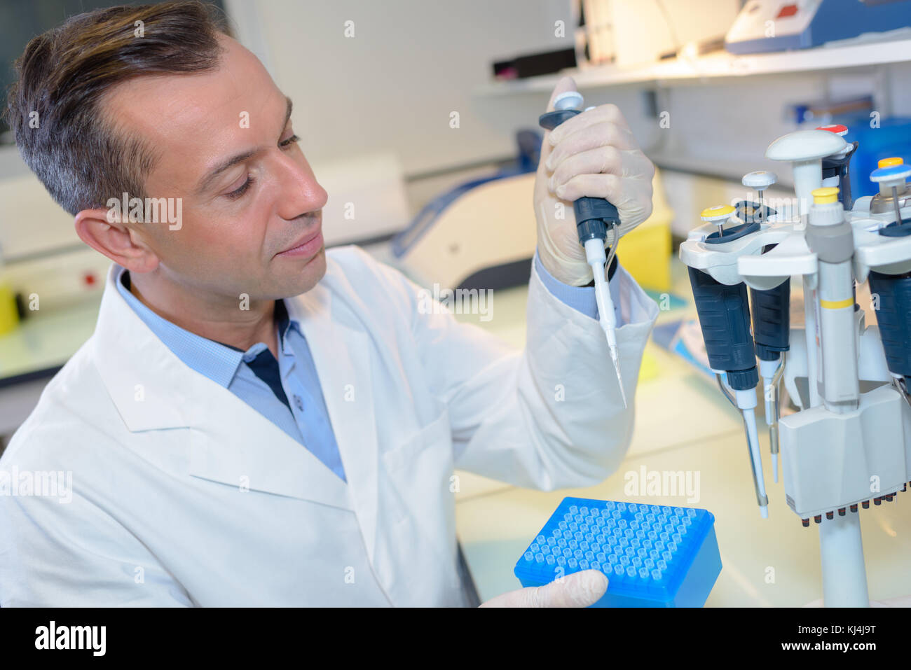 Male lab technician preparing samples Stock Photo - Alamy