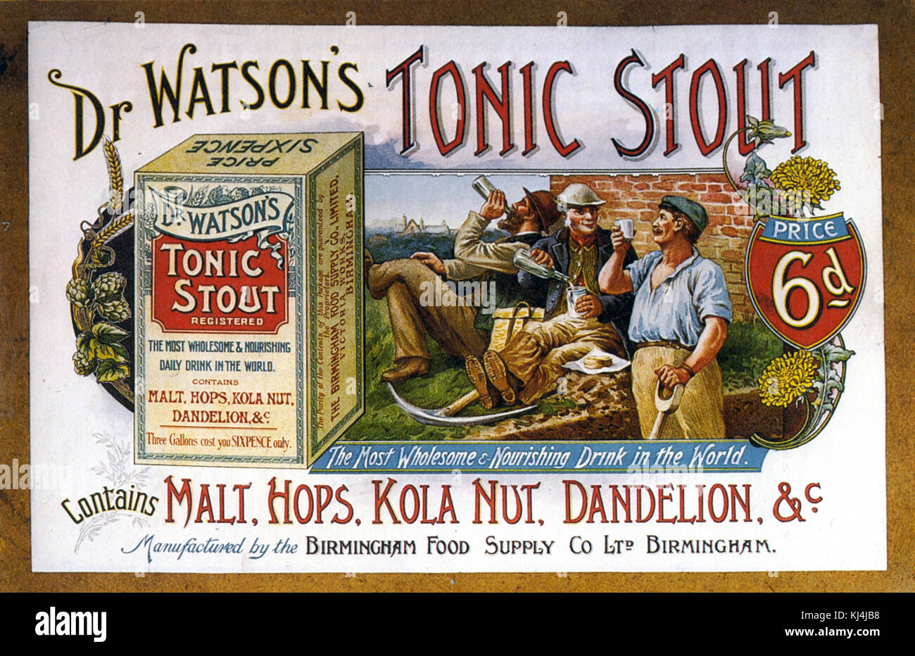 DR WATSON'S TONIC STOUT showcard about 1905 Stock Photo - Alamy