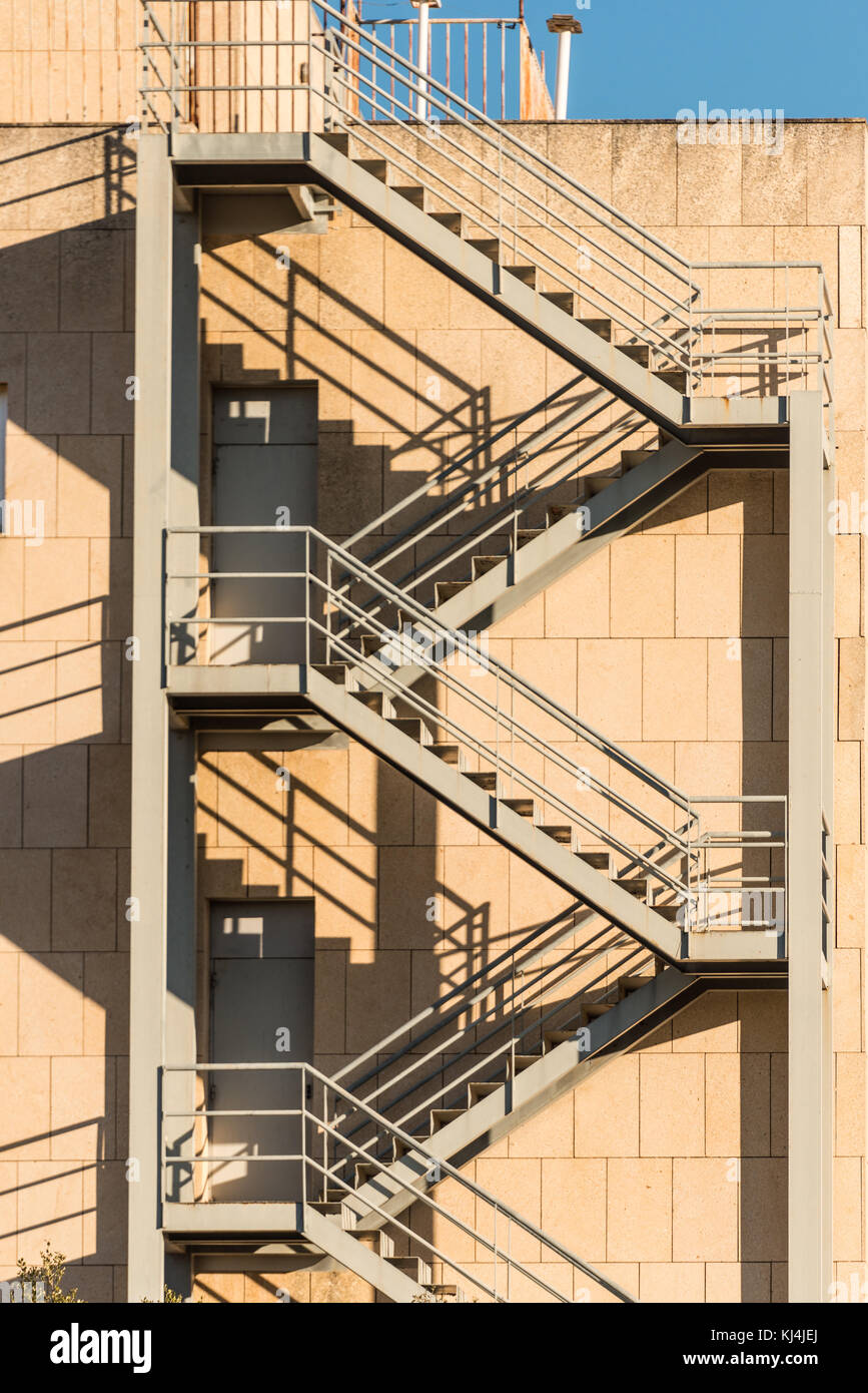 Fire stairs seen at sunset Stock Photo - Alamy
