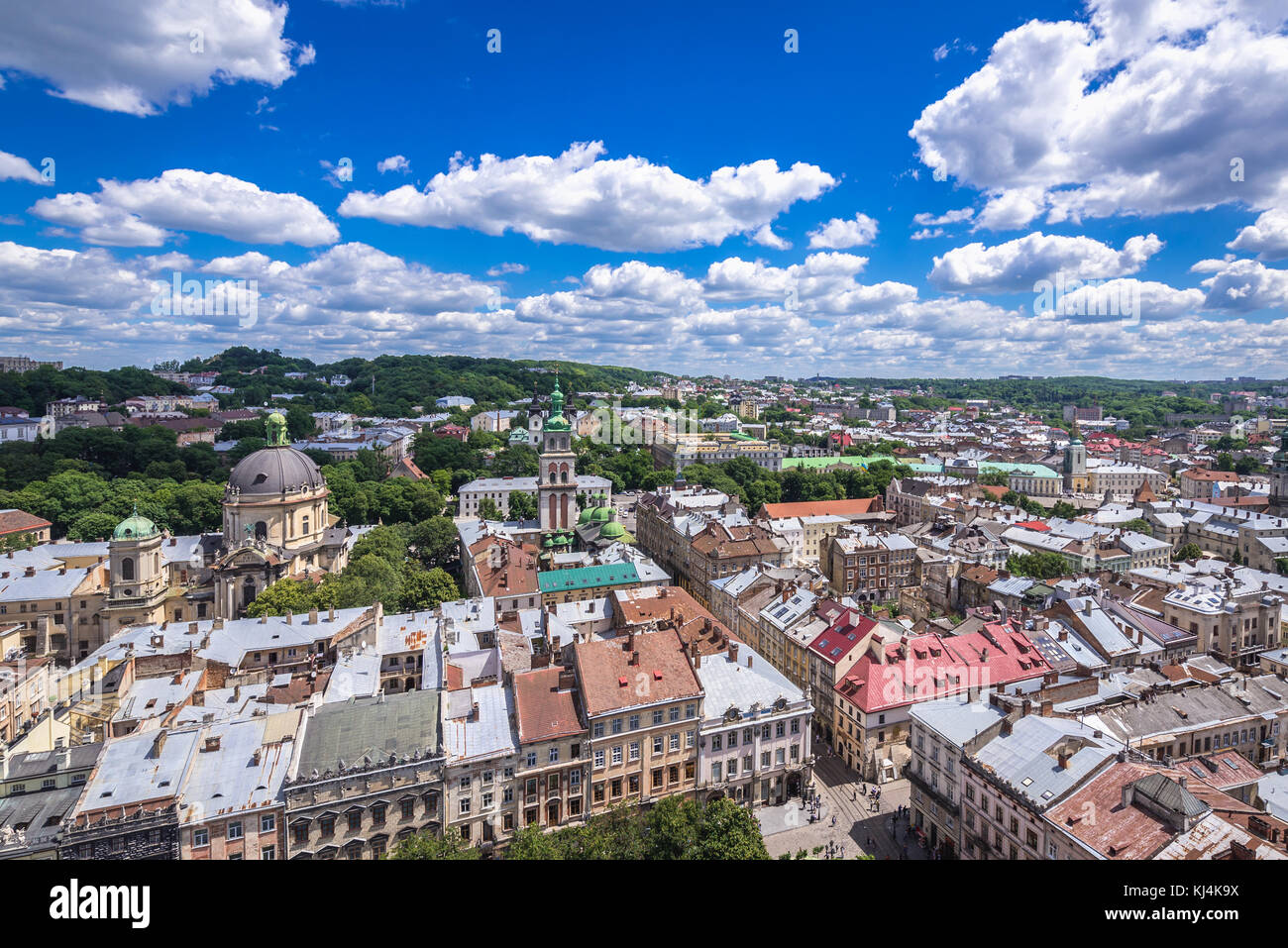 Aerial view from tower of Town Hall with Corpus Christi Dominican ...