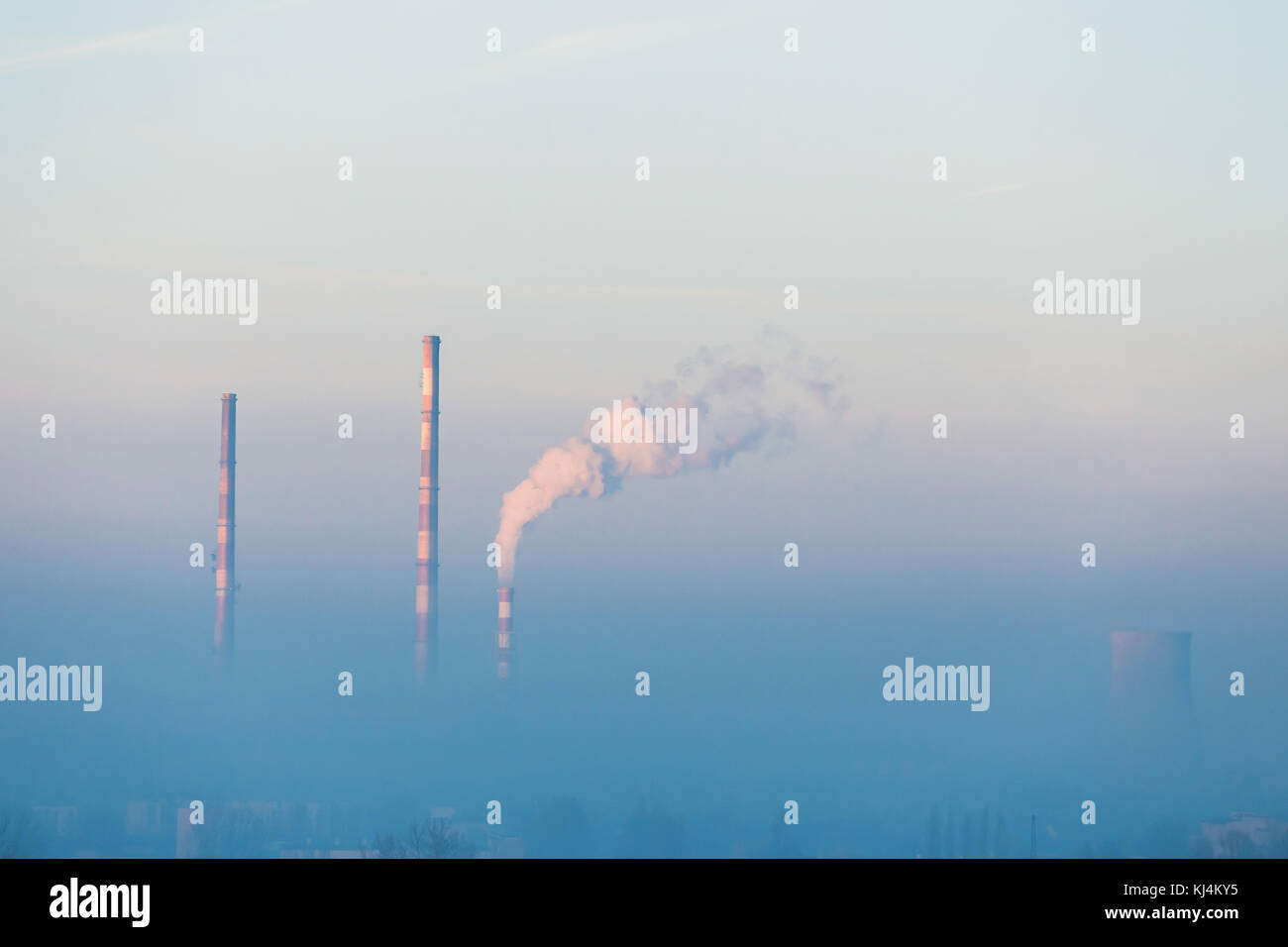 White clouds of steam coming out of the pipes Stock Photo - Alamy