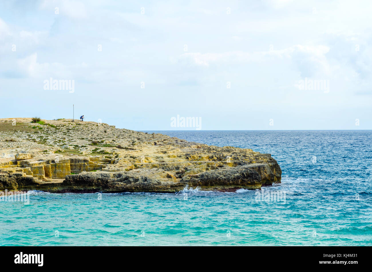 high cliff above the sea, summer sea background, many splashing waves ...