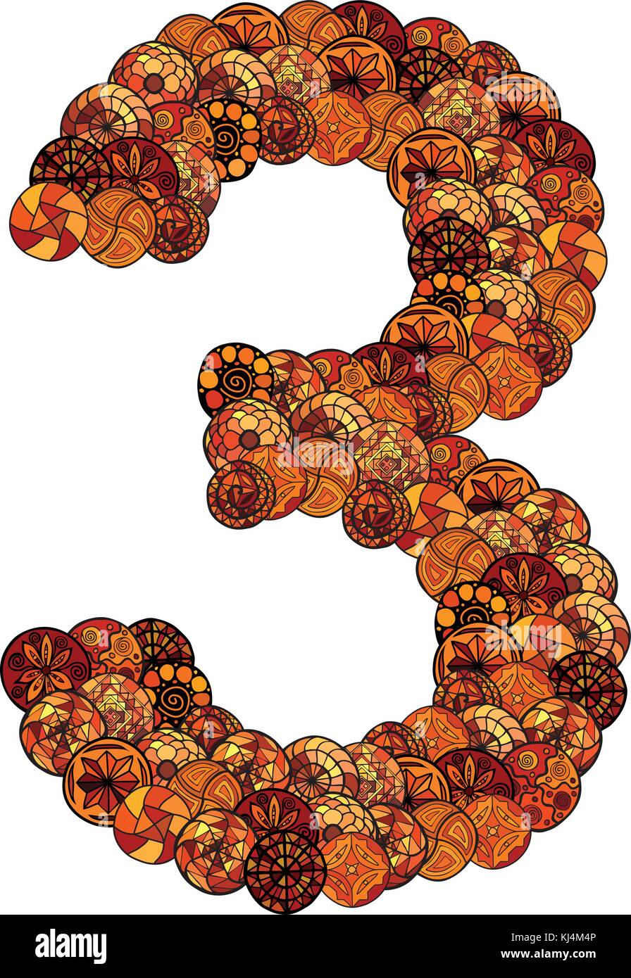 abstract vector font, made of ethnic elements - number three Stock ...