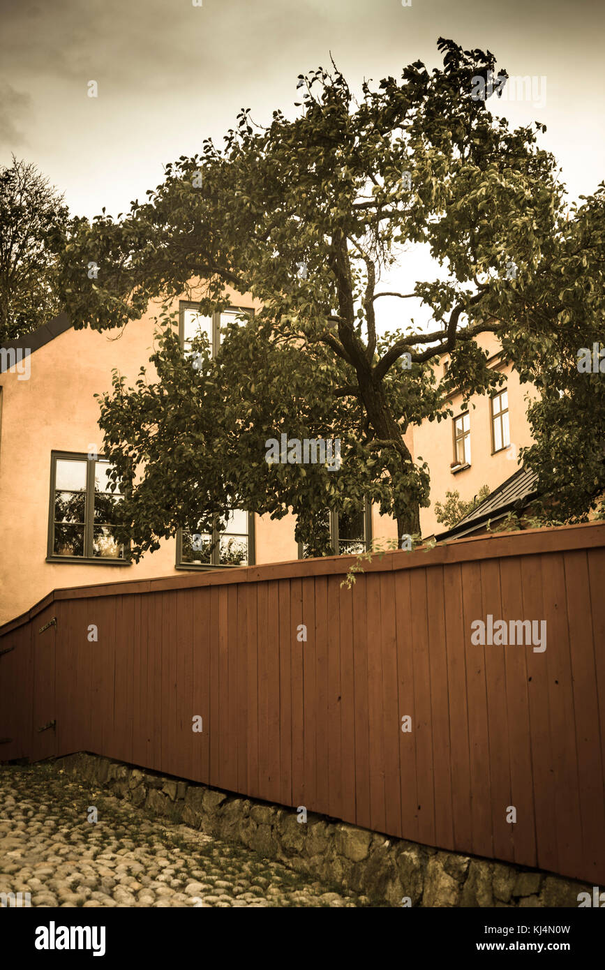 Behind it a traditional residential building hi-res stock photography ...
