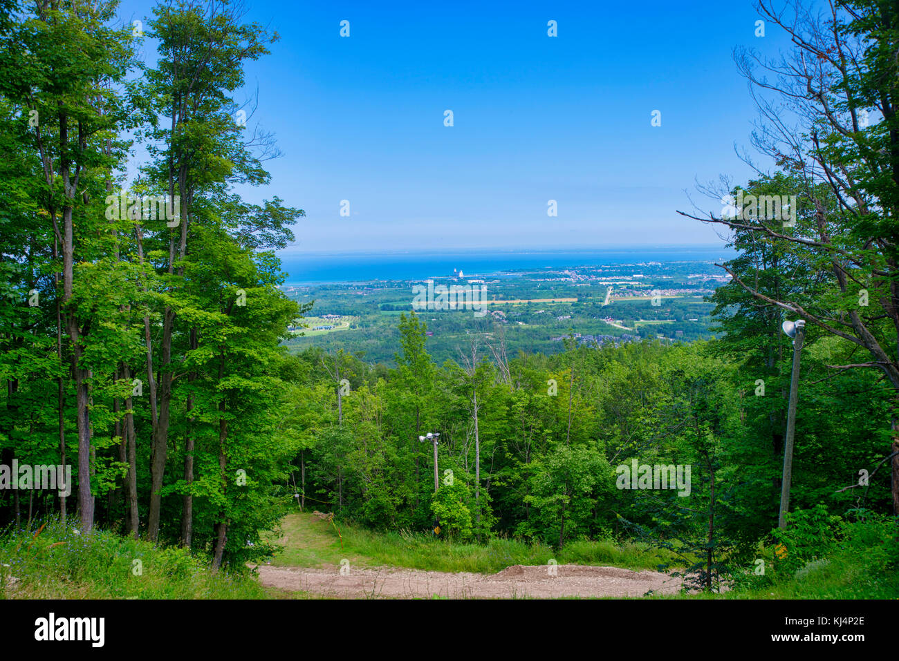 Panoramic view in summer landscape above Blue Mountain Ski Resort in ...