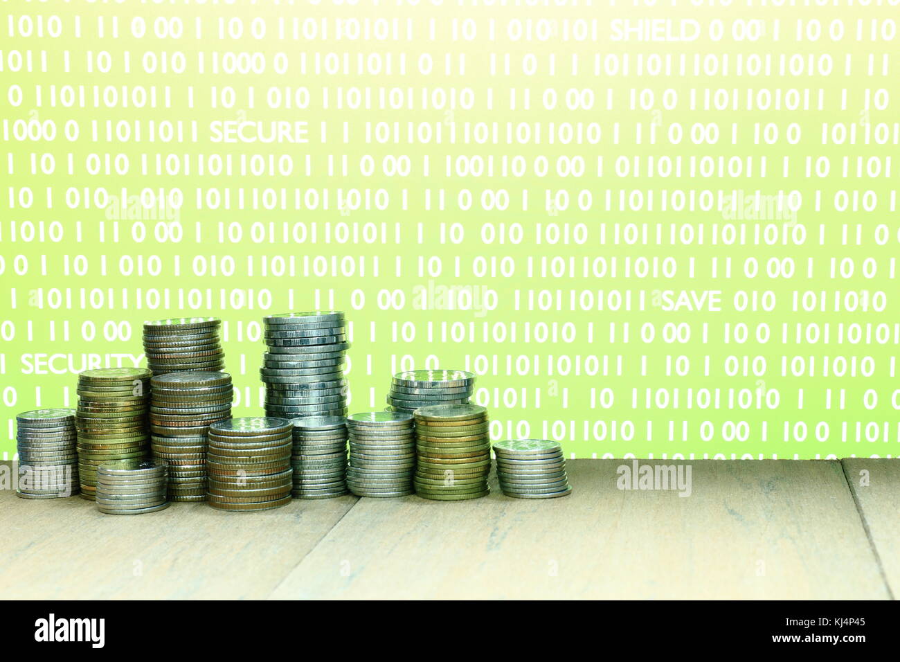 Coin stack with blur light dreamy Gold, yellow bokeh background ...