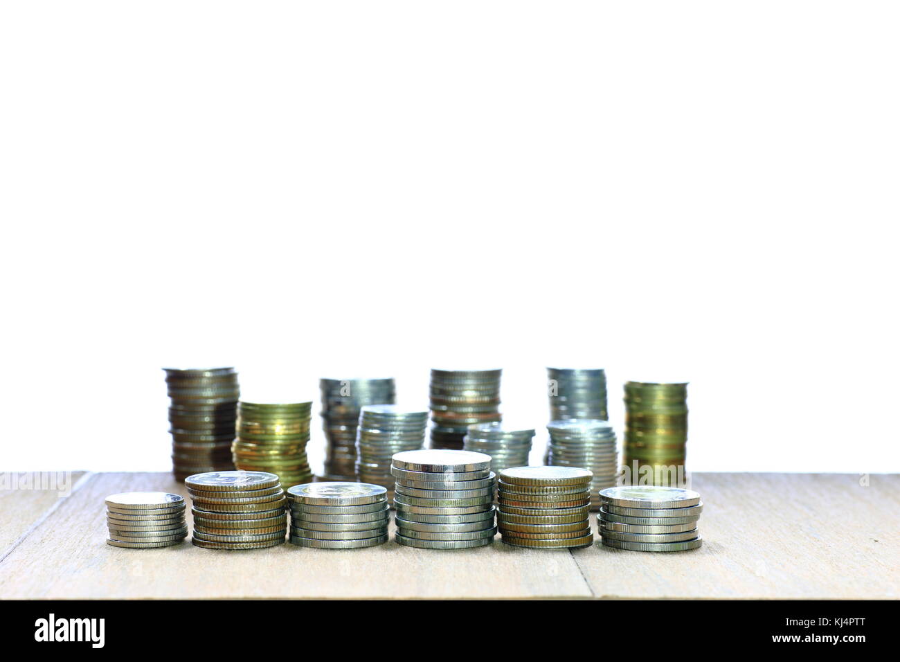 Coin stack isolated on White background. Business, finance and saving ...