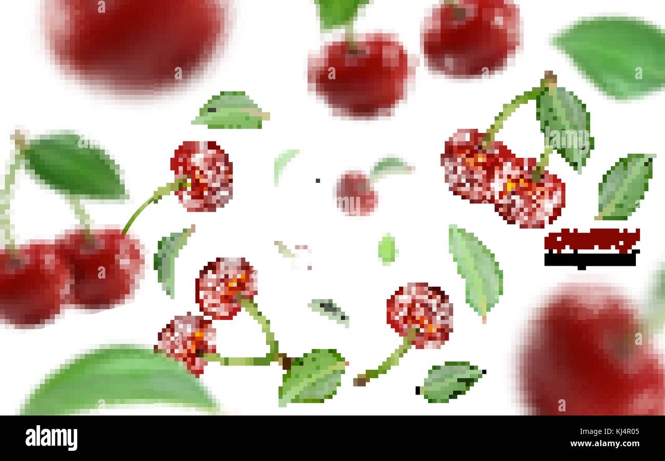 Flying red cherry background. Realistic quality vector Stock Vector ...