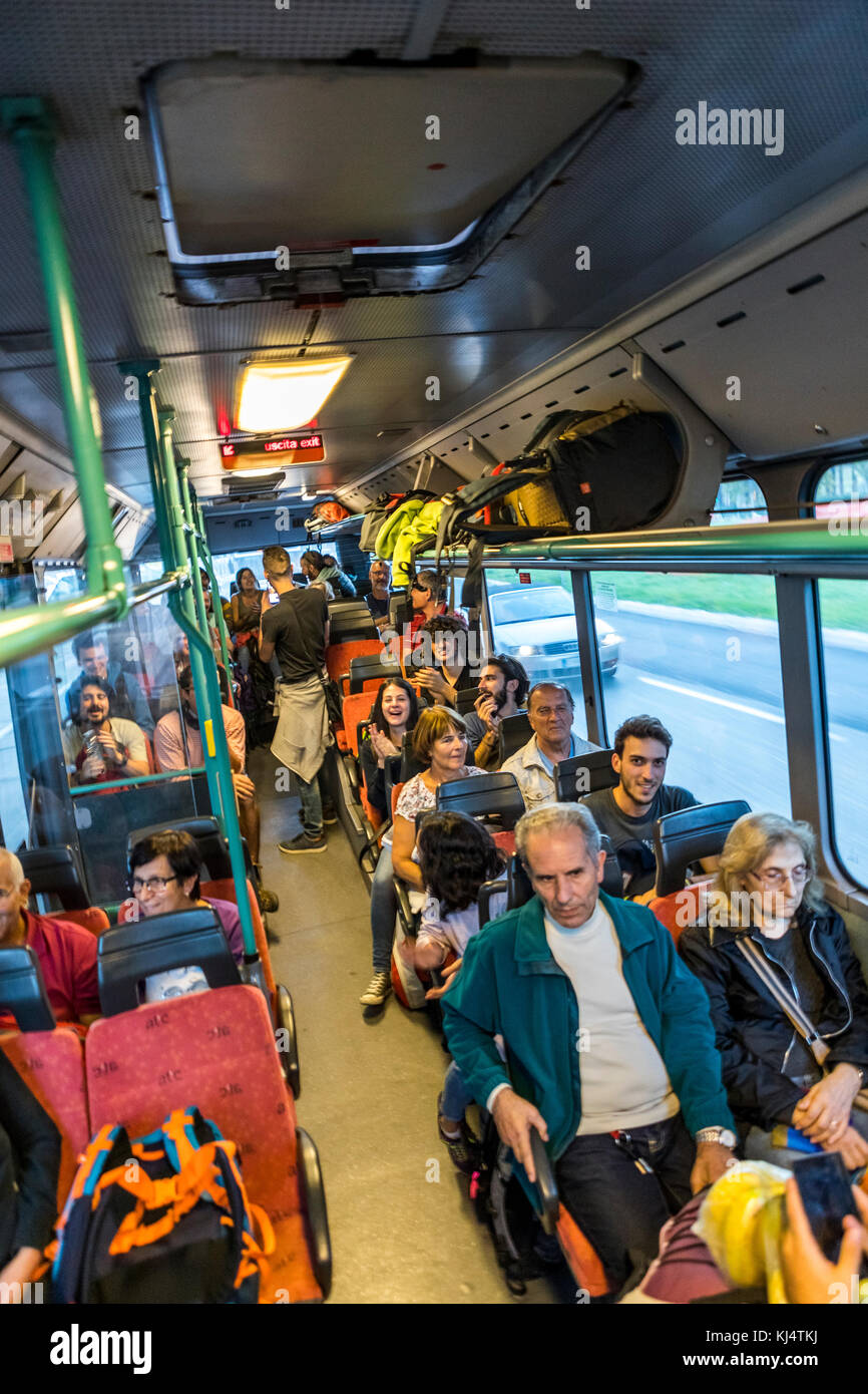 Every day life aboard a TPER Bologna city bus, Bologna life, Italy ...