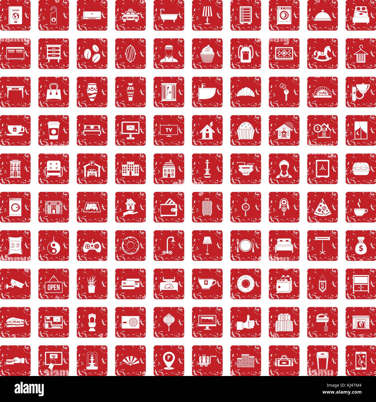 100 hotel icons set grunge red Stock Vector Image & Art - Alamy